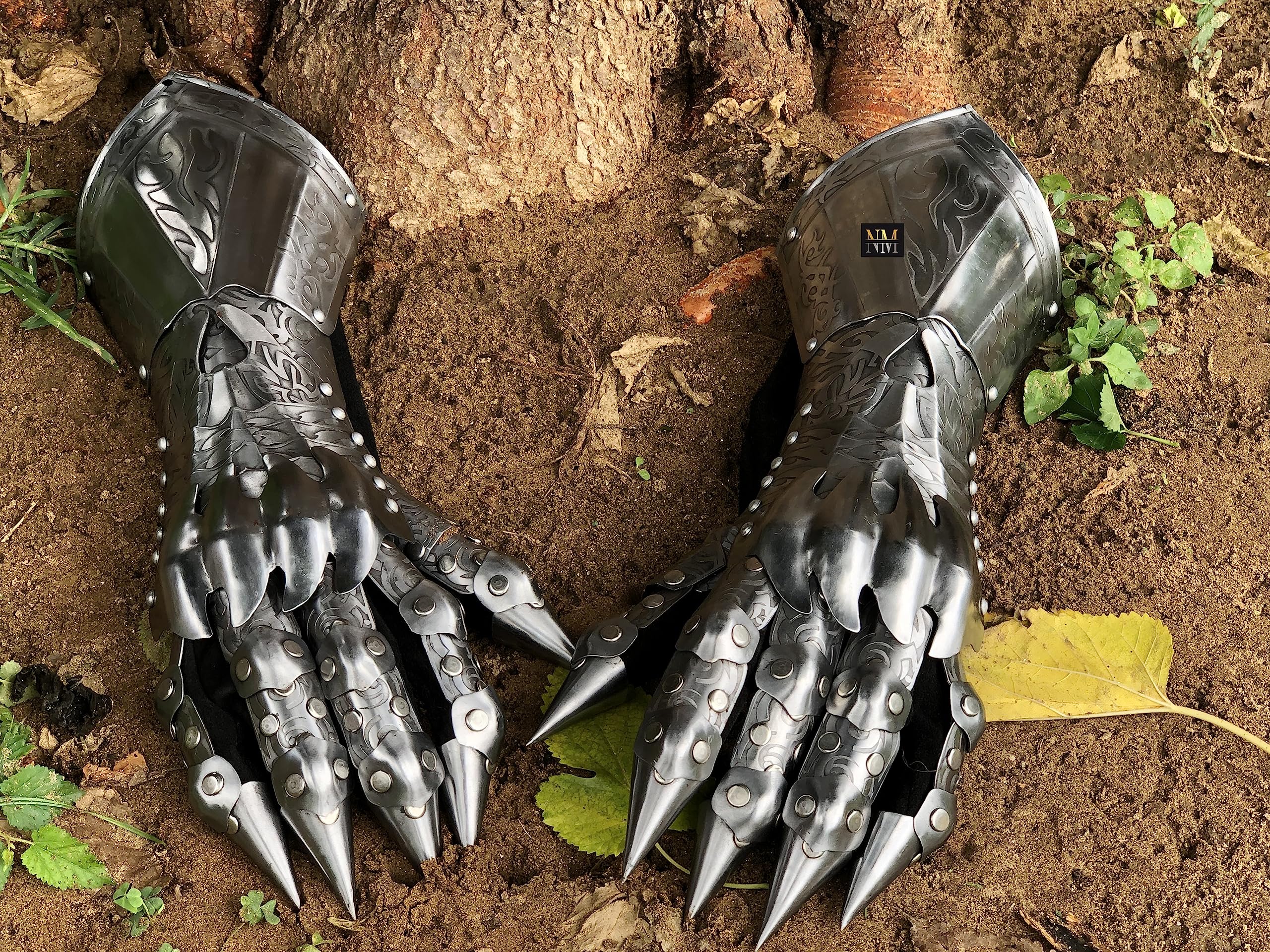 Medieval Nazgul Fantasy Gauntlets SCA Halloween Armor Gauntlets, Silver ...