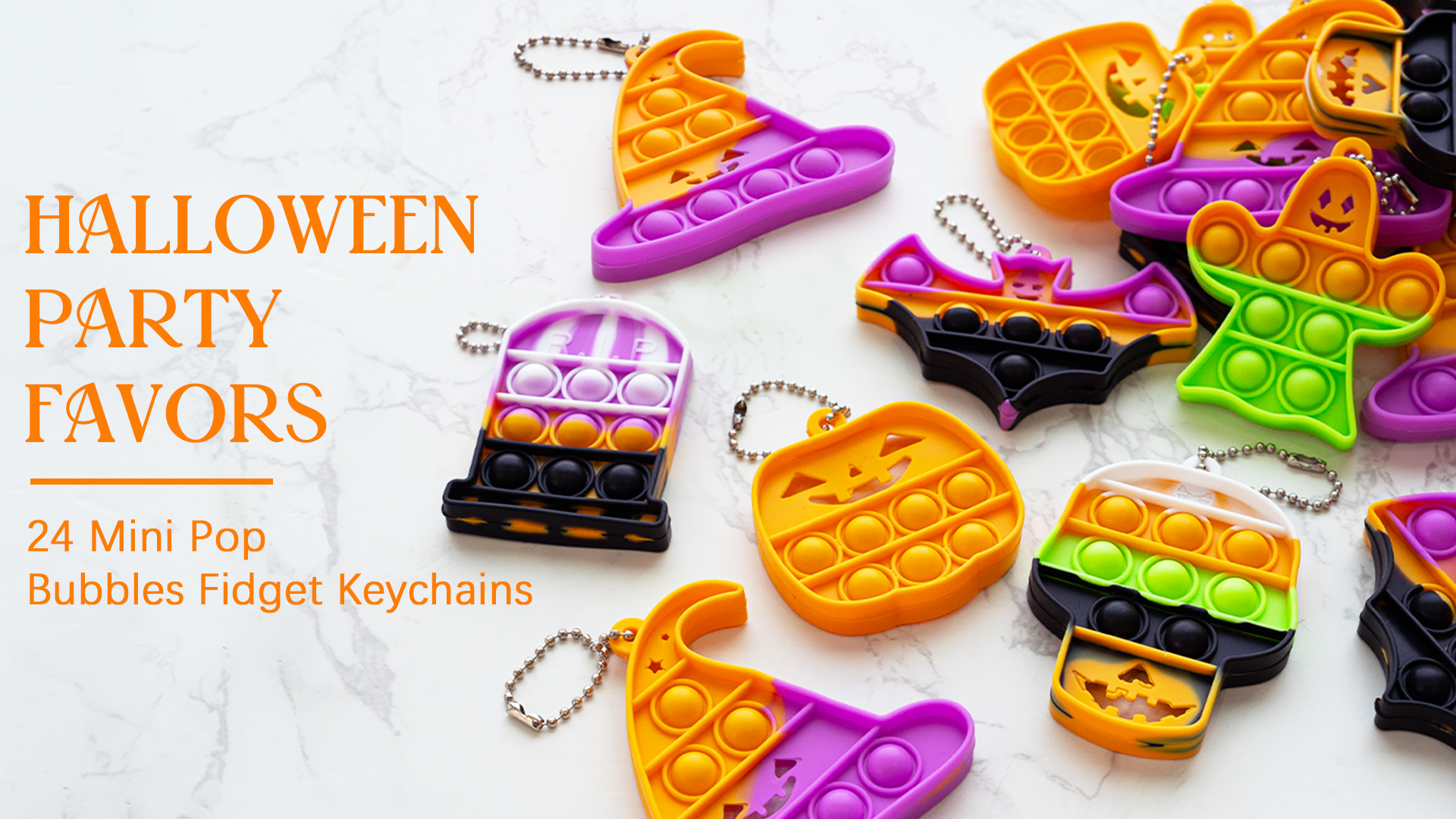 Mini Pop It Toys With Keychain Halloween Pop It Fidget Keychains – 24 ...