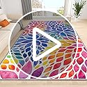 Amazon.com: Abstract Colorful 5x7 Area Rug Modern Rainbow Dahlia Floral ...
