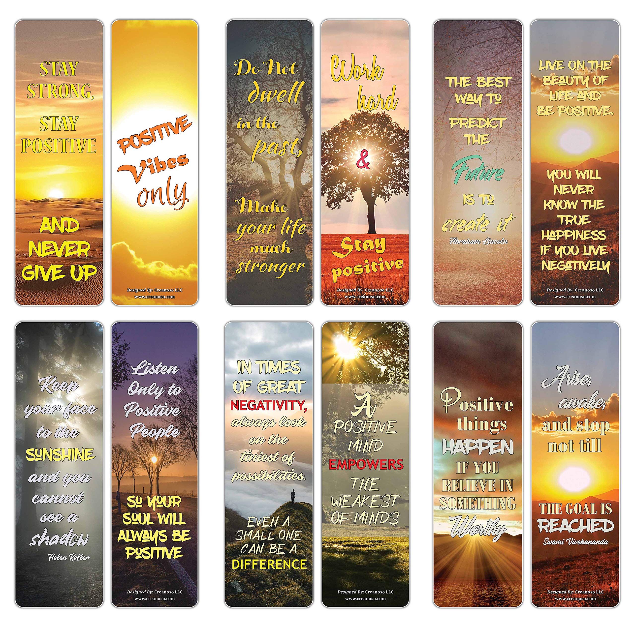 Amazon.com : Creanoso Sun Light Stay Positive Quotes Bookmarks (30-Pack ...