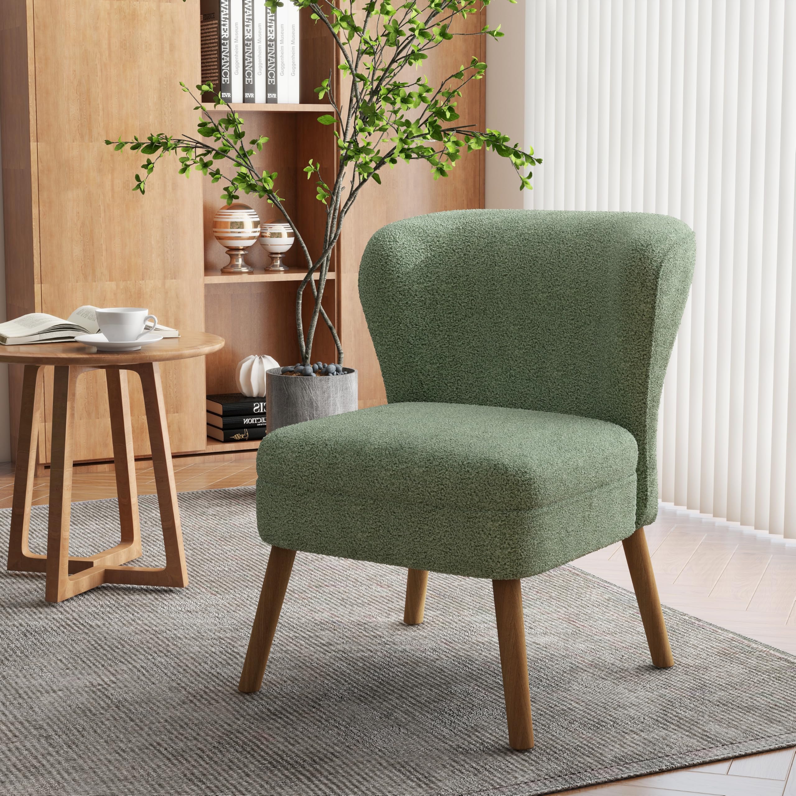 Amazon.com: Lumibee Upholstered armless Accent Chair,Modern Green Side ...