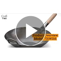 Craft Wok Flat Hand Hammered Carbon Steel Pow Wok with Wooden and Steel ...