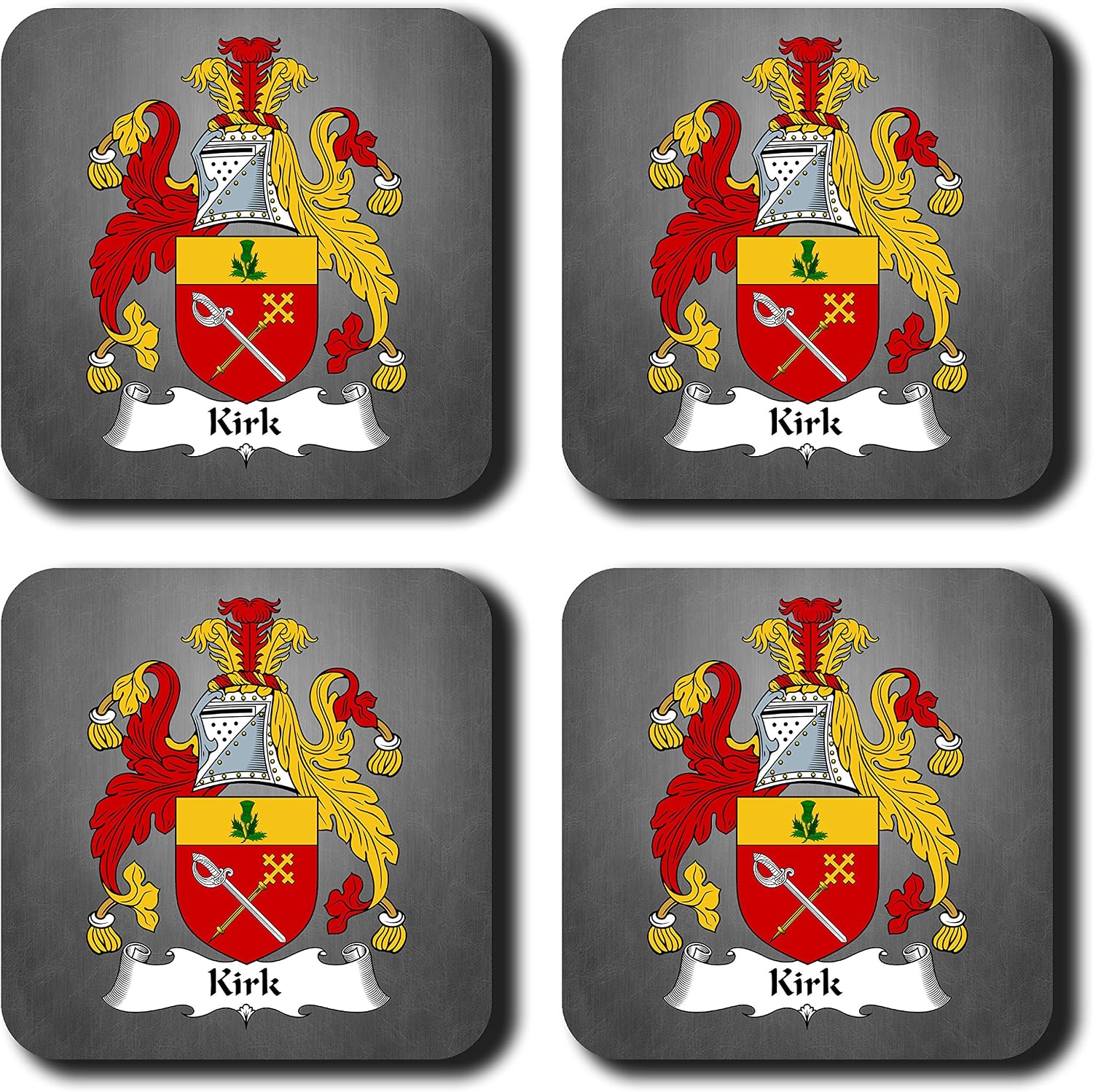 Amazon.com | Kirk Coat of Arms/Family Crest Coaster Set, by Carpe Diem ...