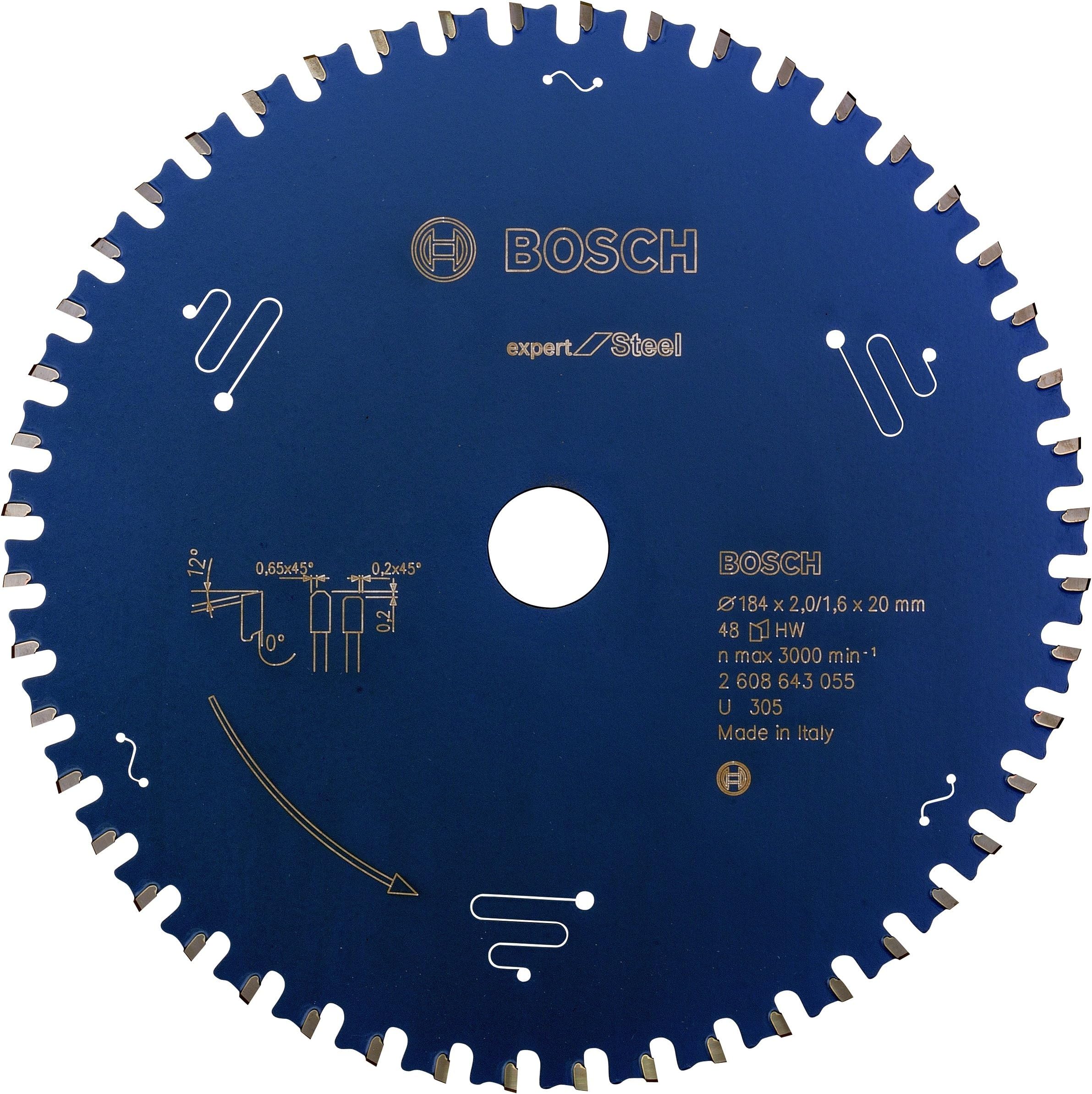 Bosch 2608643055 Circular Saw Blade Expert for Steel, 184mm x 20mm x 2 ...