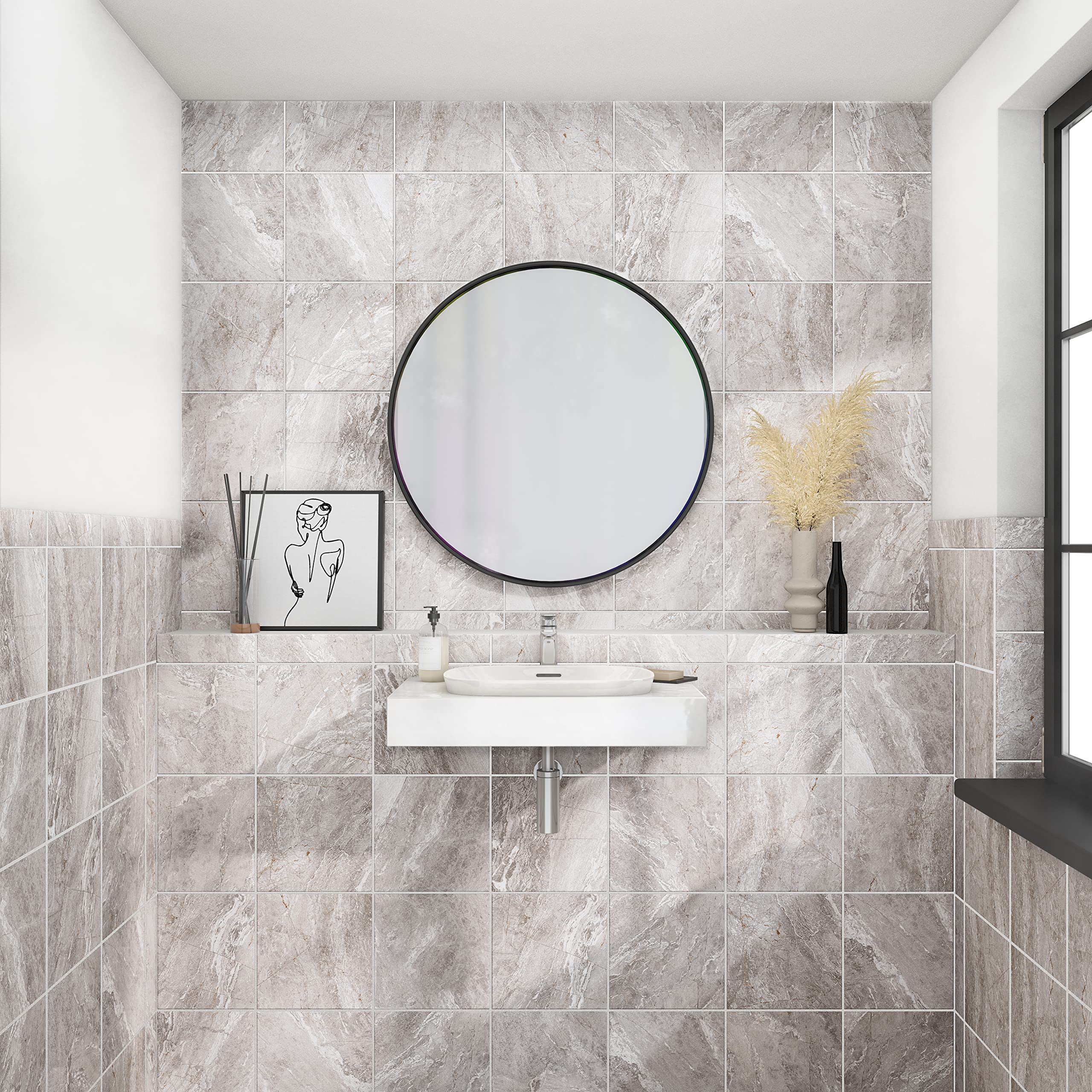 Daltile Perpetuo 12 inch x 12 inch Marble Look Porcelain Floor Tile in ...