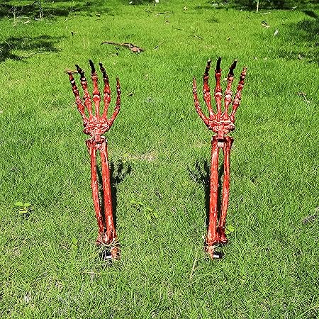 Amazon.com: Wocst Realistic Looking Skeleton Stakes Severed Plastic ...