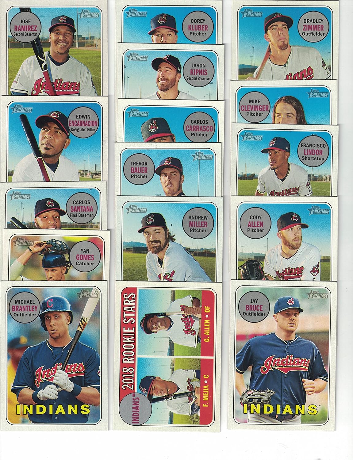 Amazon.com: Cleveland Indians/Complete 2018 Topps Heritage Baseball 16 ...