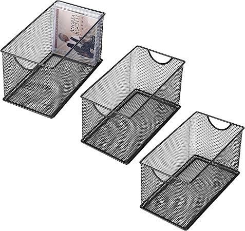 Amazon.com: MyGift Set of 3 Metal Mesh Black CD Storage Box, Compact ...