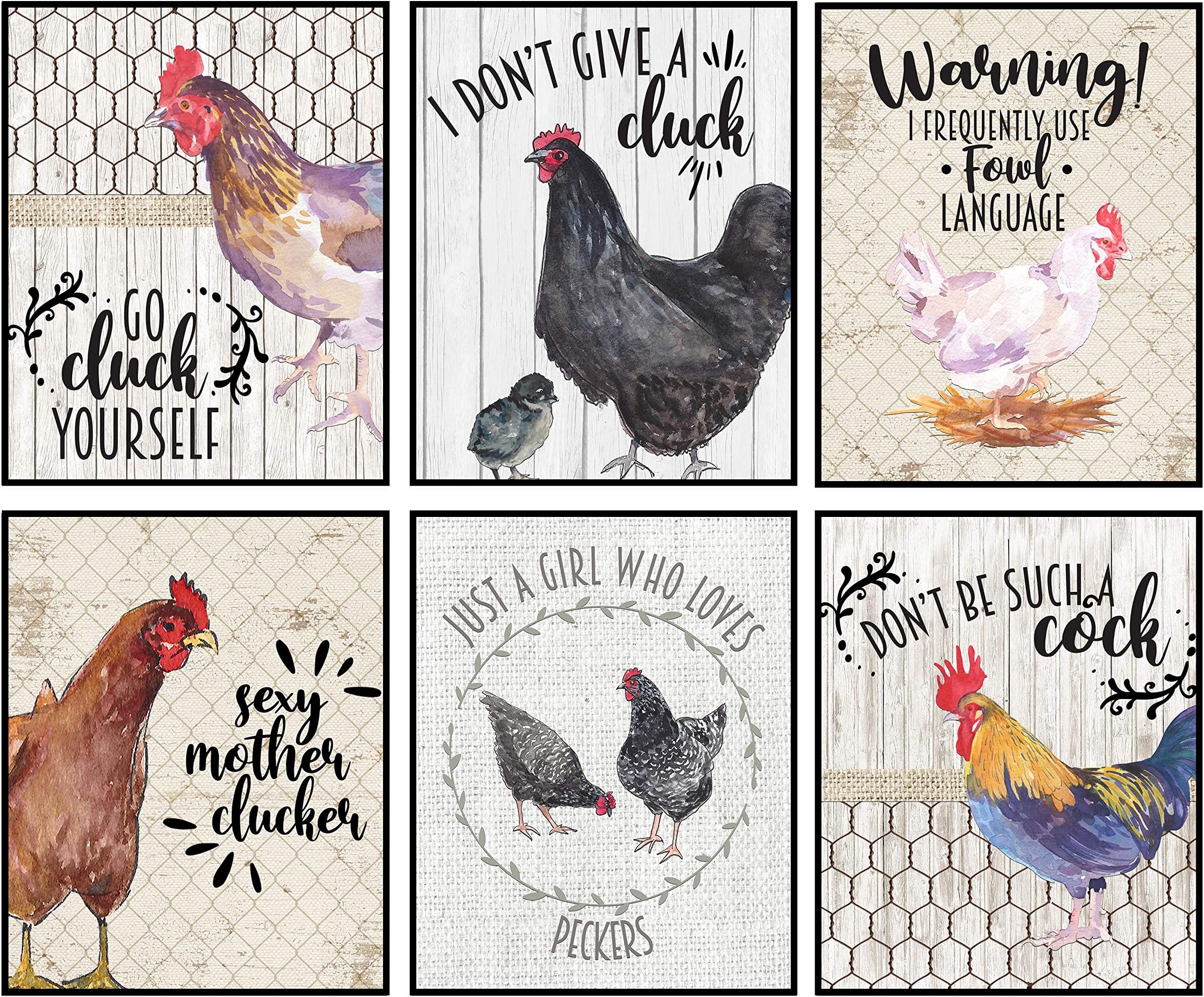Amazon.com: Silly Goose Gifts Chicken Themed Room Bathroom Decor Art ...
