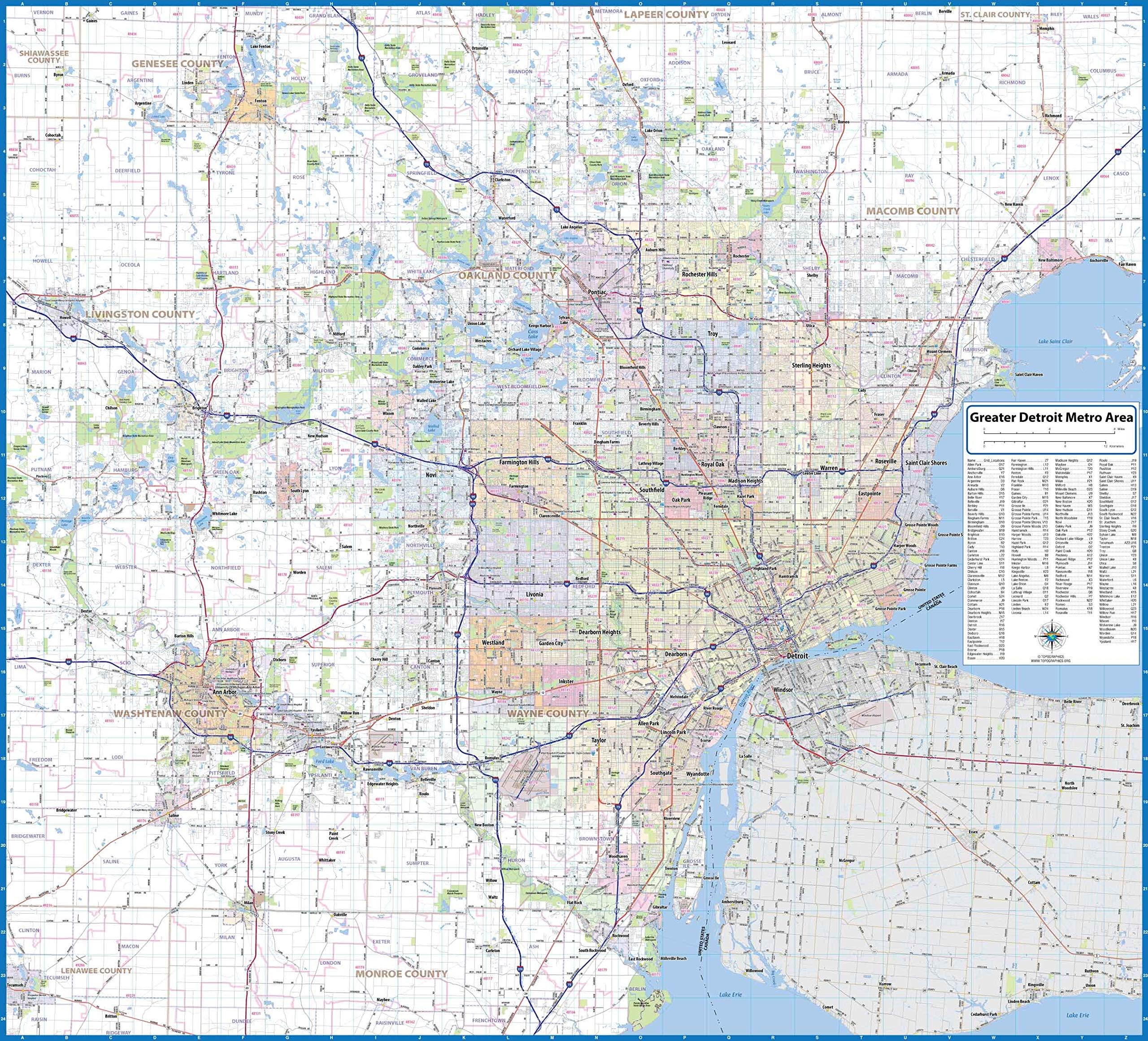 Amazon.com : Washington DC Metro Area Laminated Wall Map (46" Wide x 42 ...
