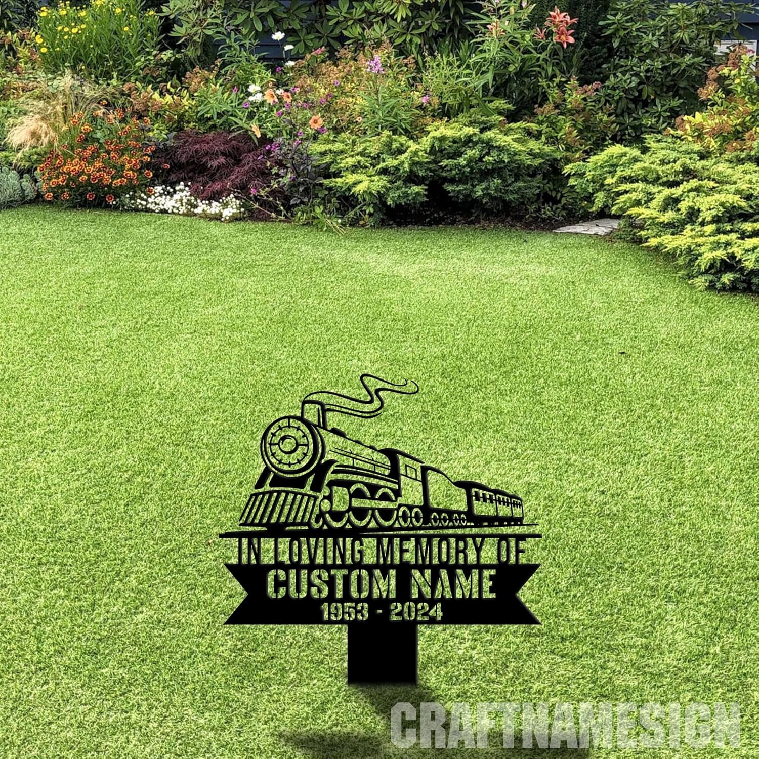 Amazon.com: Craftnamesign Custom Train Memorial Stake, Personalized ...