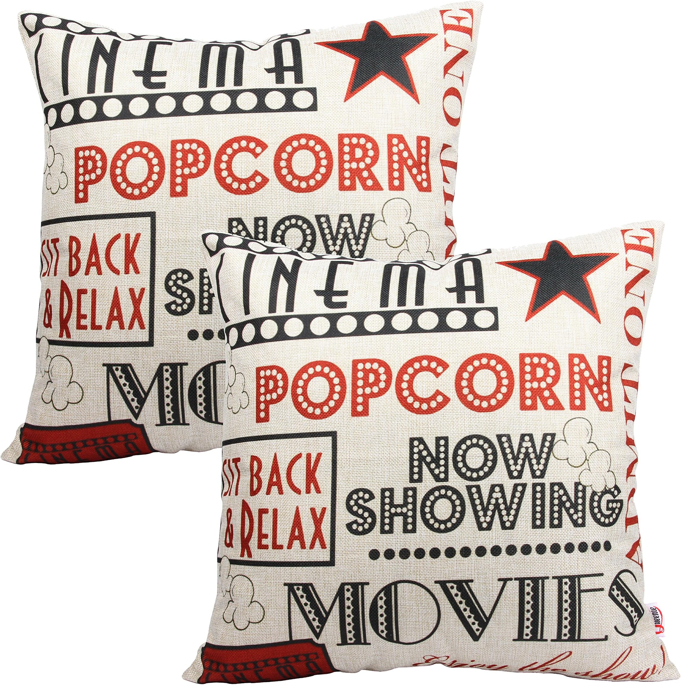 Amazon.com: Smilyard Movie Theater Time Throw Pillow Covers Cotton ...