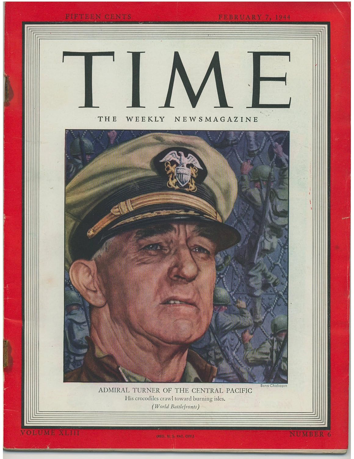 Time Magazine February 7, 1944 "Admiral Turner of the Central Pacific ...