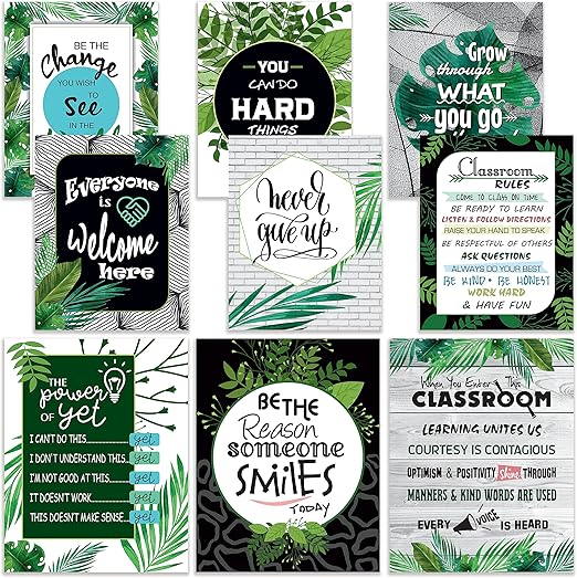 Amazon.com: easykart labels Motivational Posters Classroom - 9 Growth ...