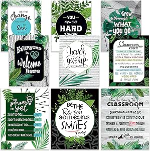 Amazon.com: easykart labels Motivational Posters Classroom - 9 Growth ...