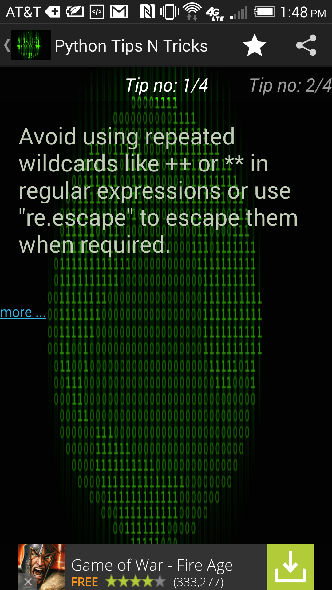 Aplicación Python Tips N Tricks en Amazon Appstore