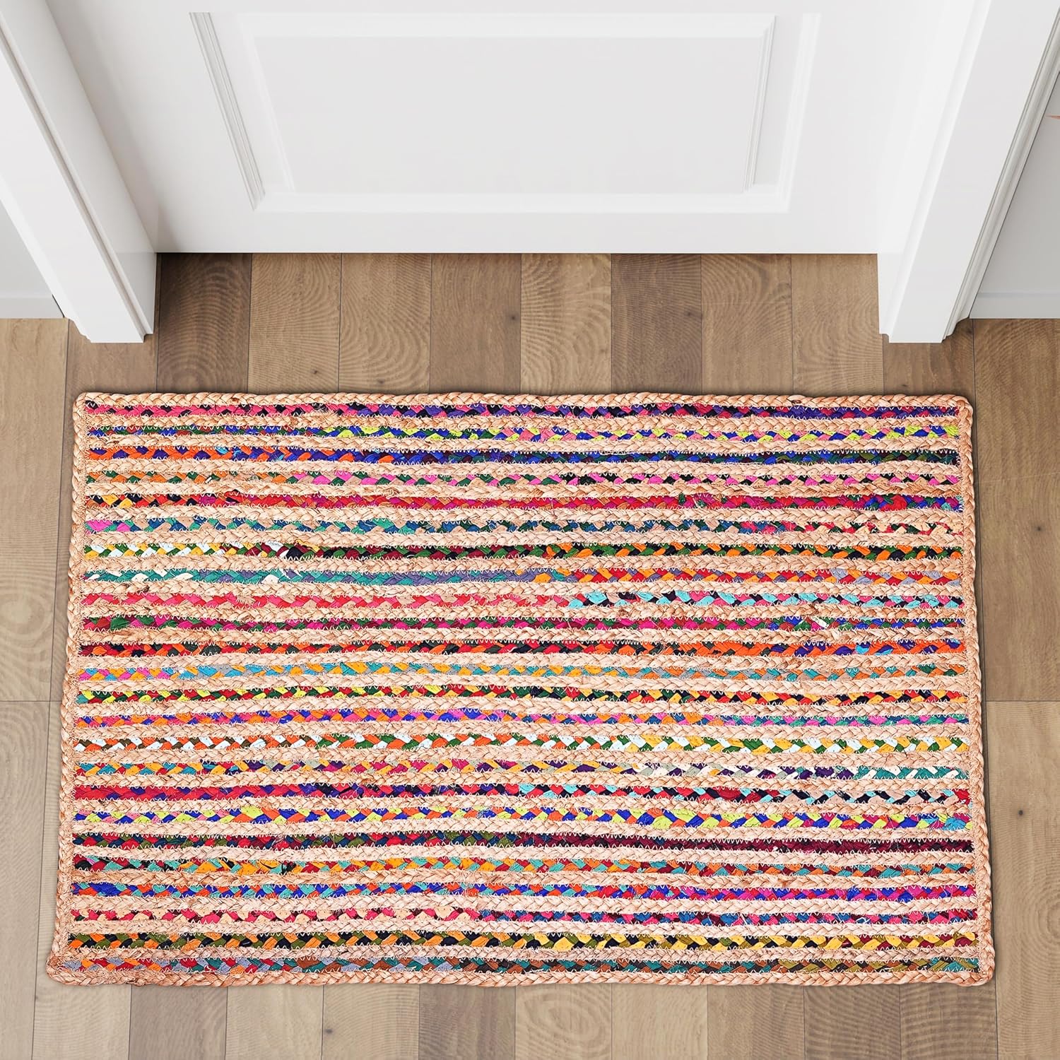 Amazon.com: Hausattire Bohemian Braided Rug 2'x3' - Multi Color, Small ...
