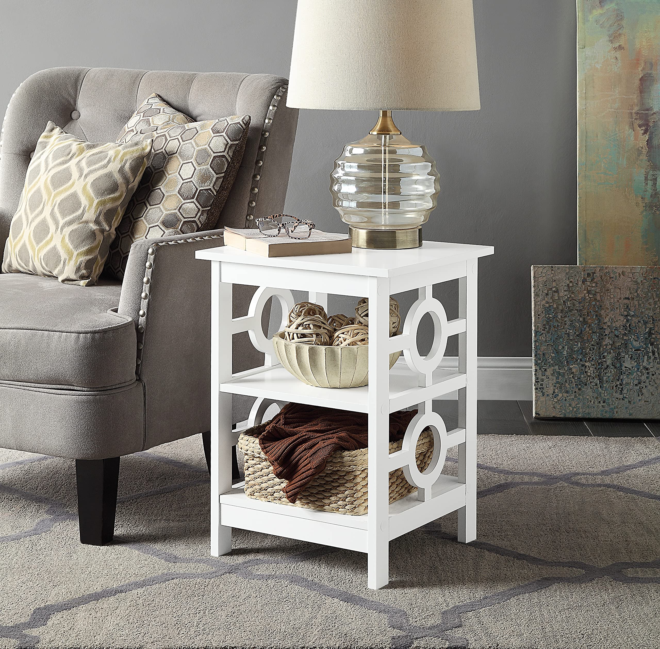 Snapklik.com : RAAMZO White Finish Wooden Circle Design Chair Side End ...