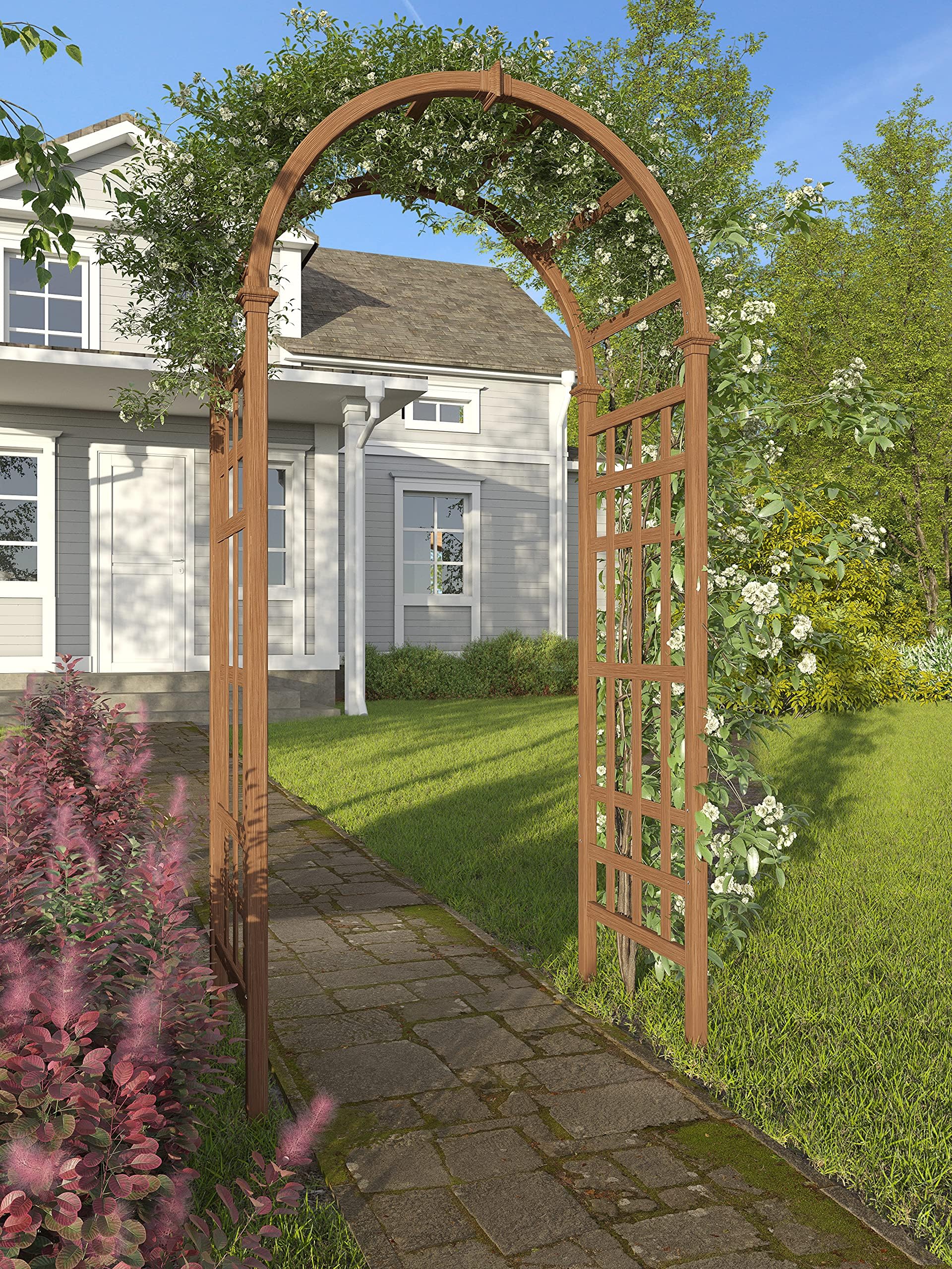 Amazon.com : Vita Summerwood Craftsman Cedar Arbor Charcoal Garden Arch ...