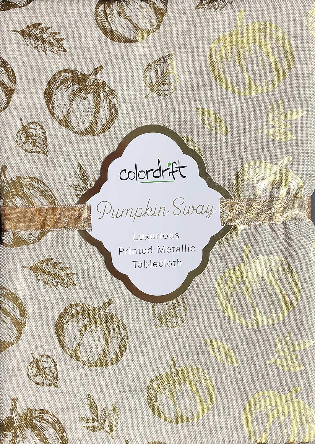 Amazon.com: Colordrift Tablecloth Metallic Gold Print Harvest Pumpkins ...
