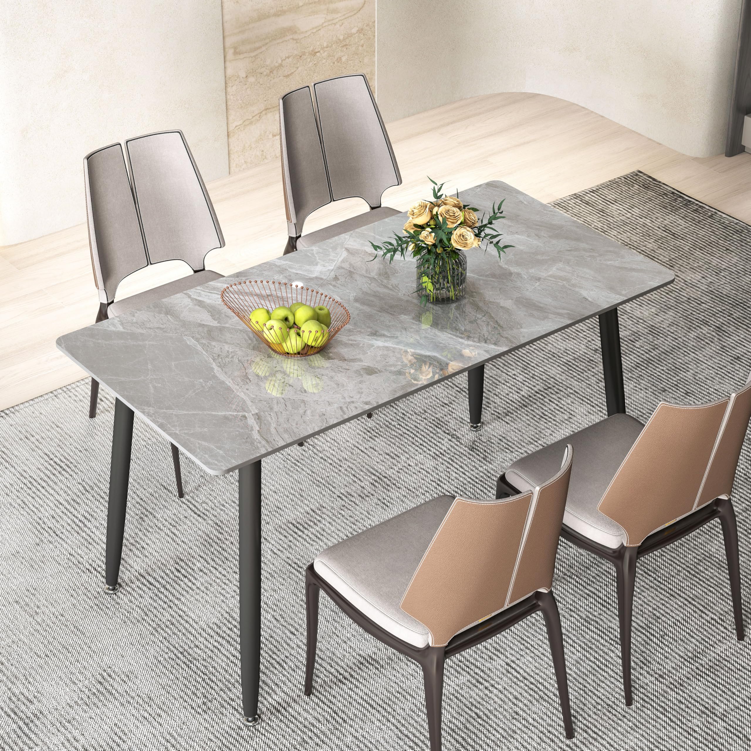 Amazon.com - SVIOBY Dining Table, Sintered Stone Kitchn Table, 55" Grey ...