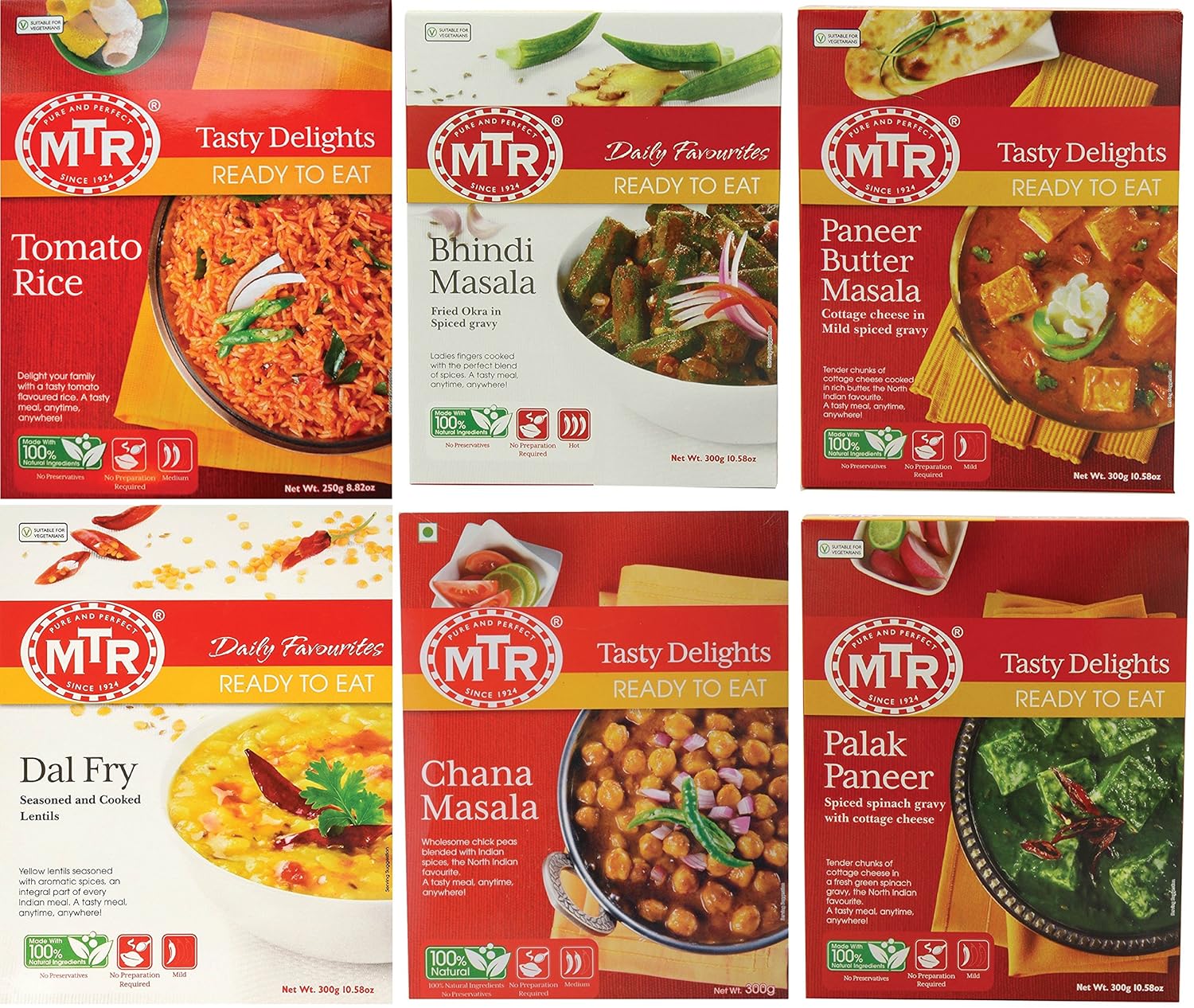 Amazon.com: MTR Tasty Delights Variety 6-Pack Ready to Eat Meals ...