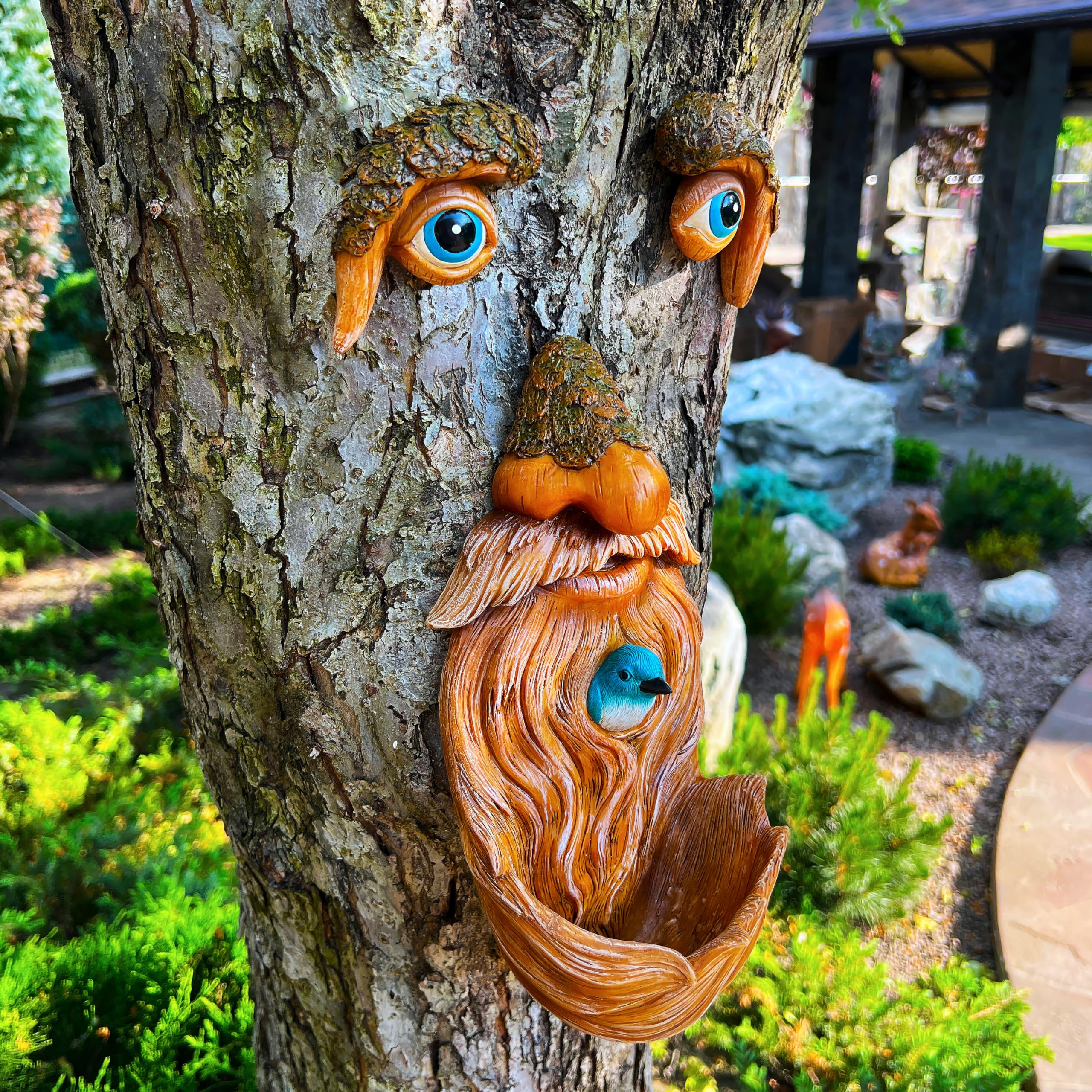 Mood Lab Tree Faces Decor Outdoor - Old Man Bird Feeder - Tree Hugger ...