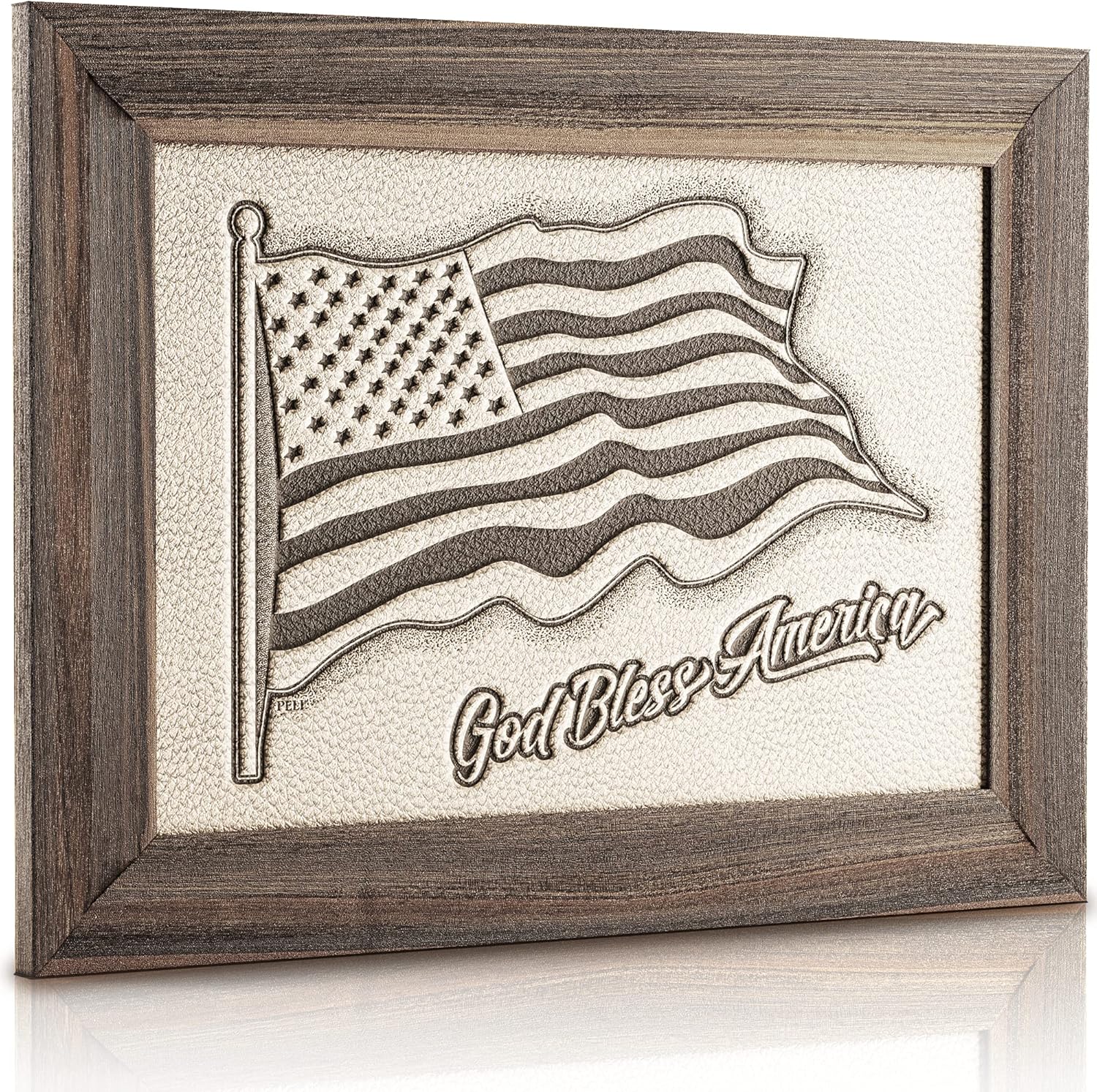 Framed American Flag - Embossed Leather USA Flag Framed - Patriotic ...