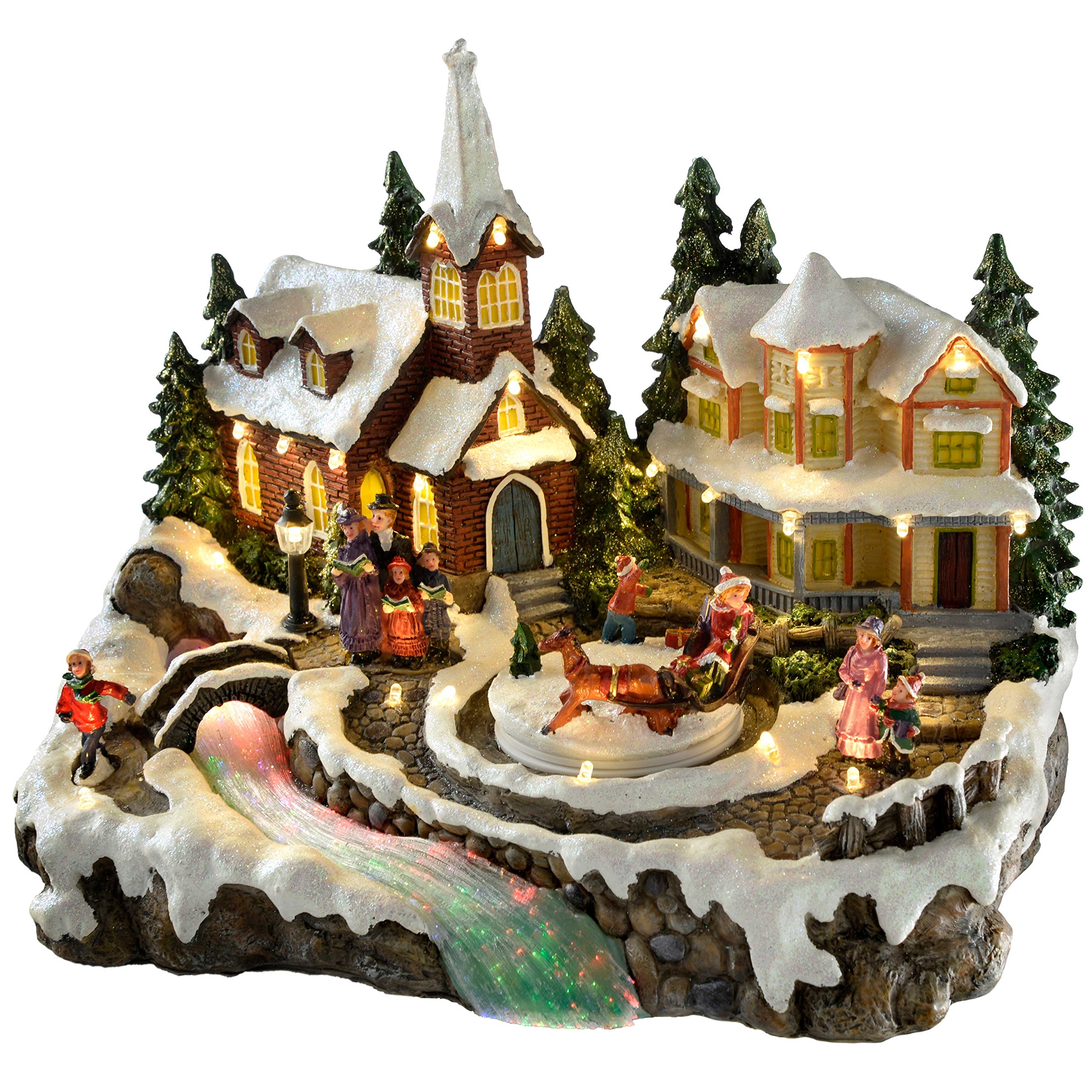 Werchristmas Pre Lit Led Musical Animated Christmas Village Scene ...