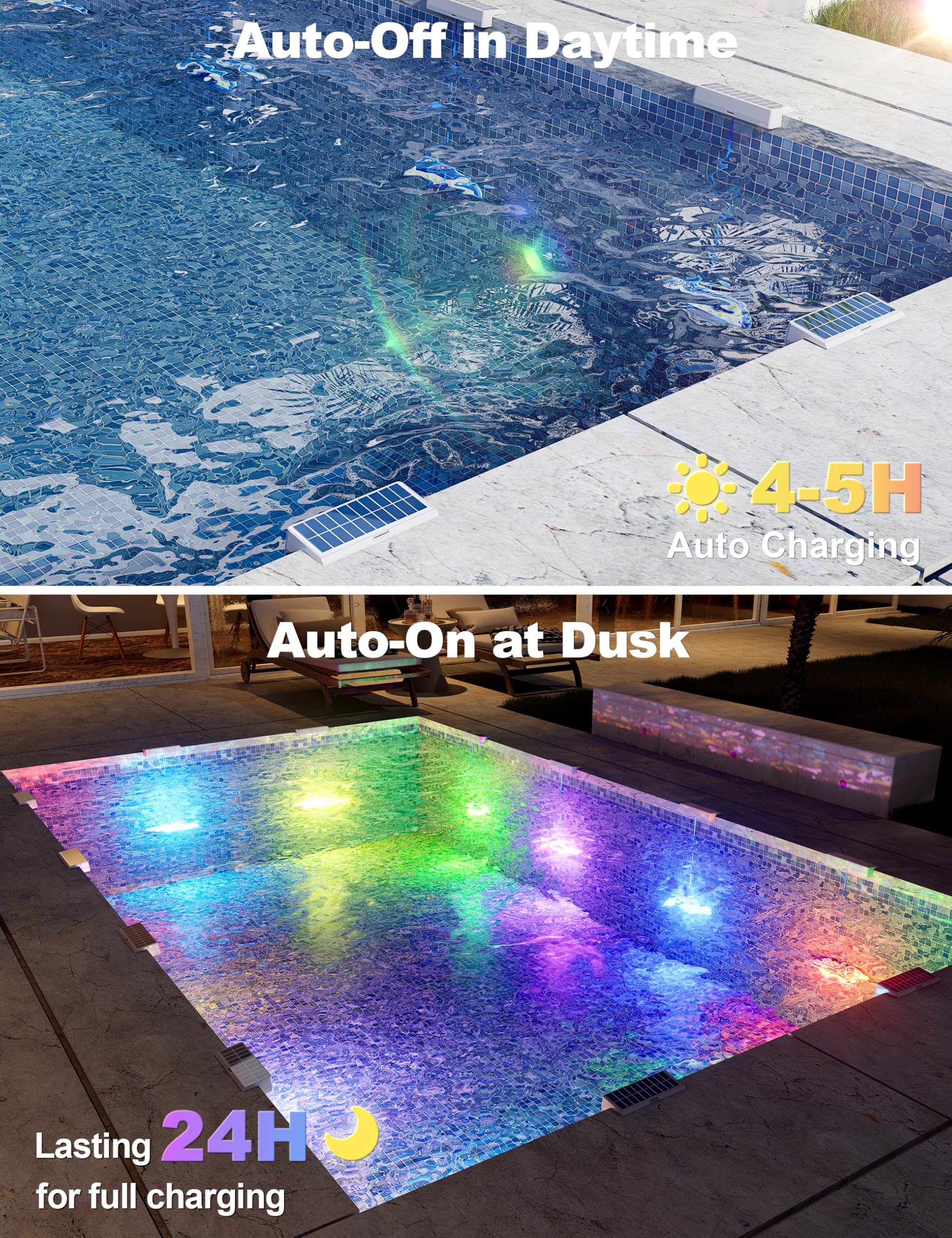 Led Lights For Pool 4-Pack Solar Pool Lights With Remote - RGB Color ...