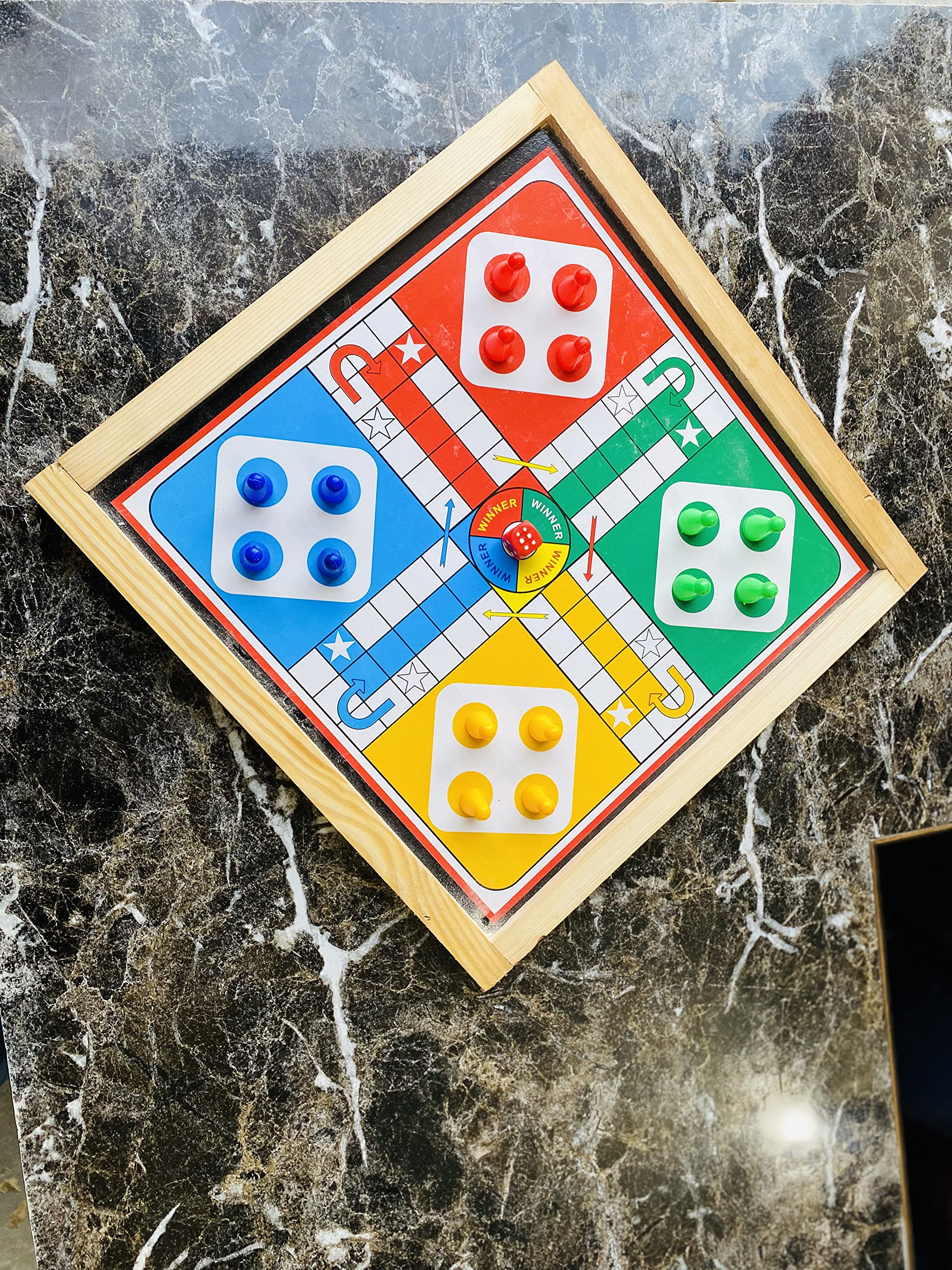 Buy Sports & Fitness Junction Premium Wooden Frame Ludo + Chess / Snake ...