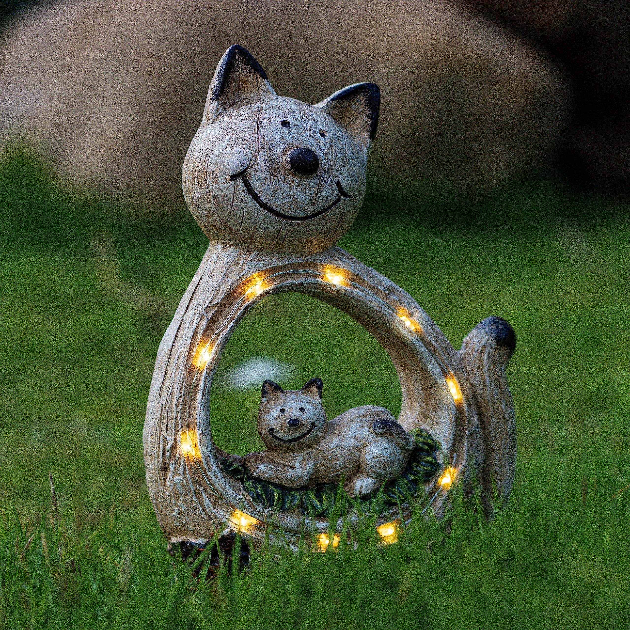 Amazon.com: Blazin Cat Figurines | Solar LED Outdoor Garden Decorations ...