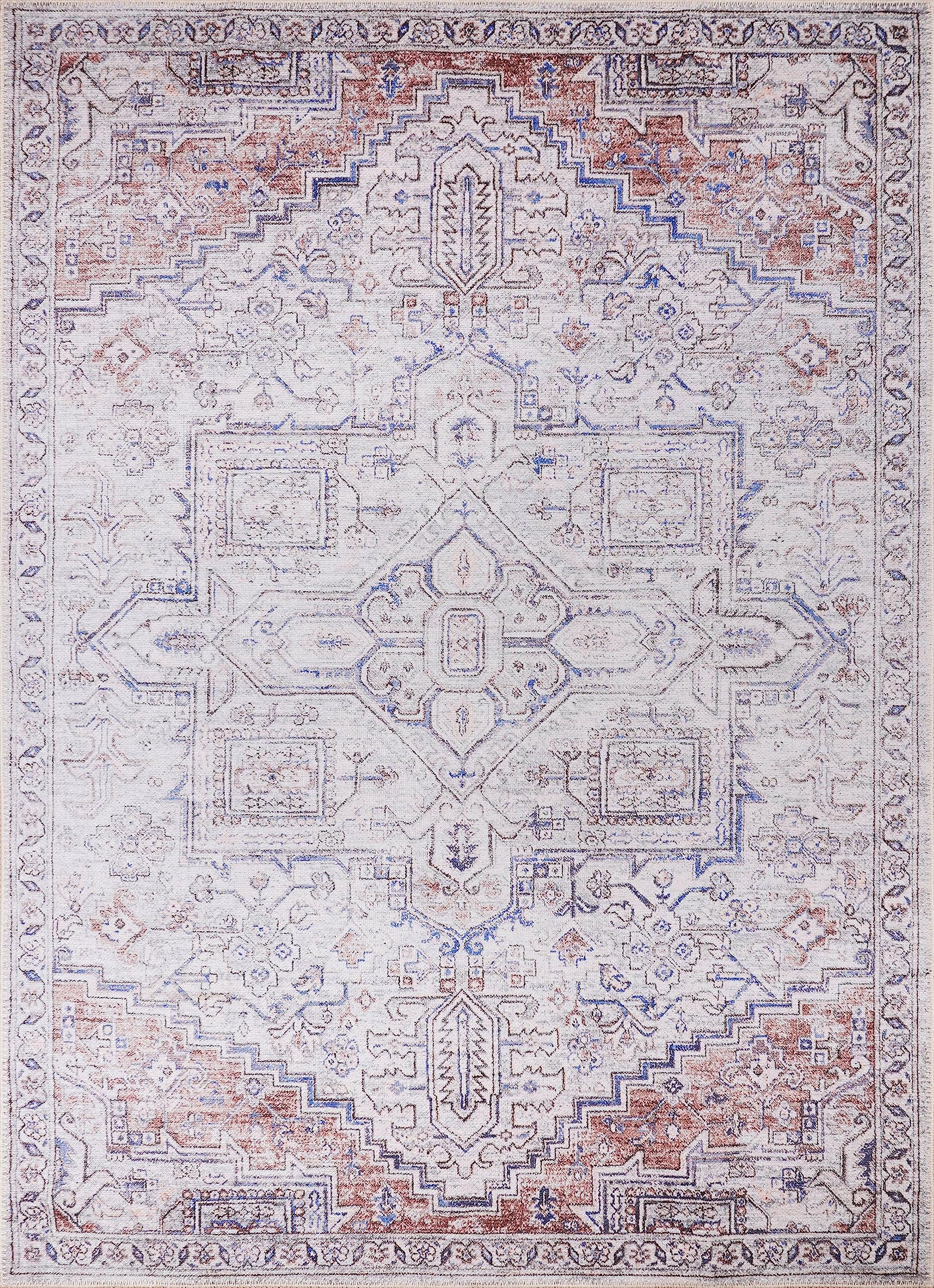 Adiva Rugs Machine Washable Area Rug with Non Slip Backing for Living ...