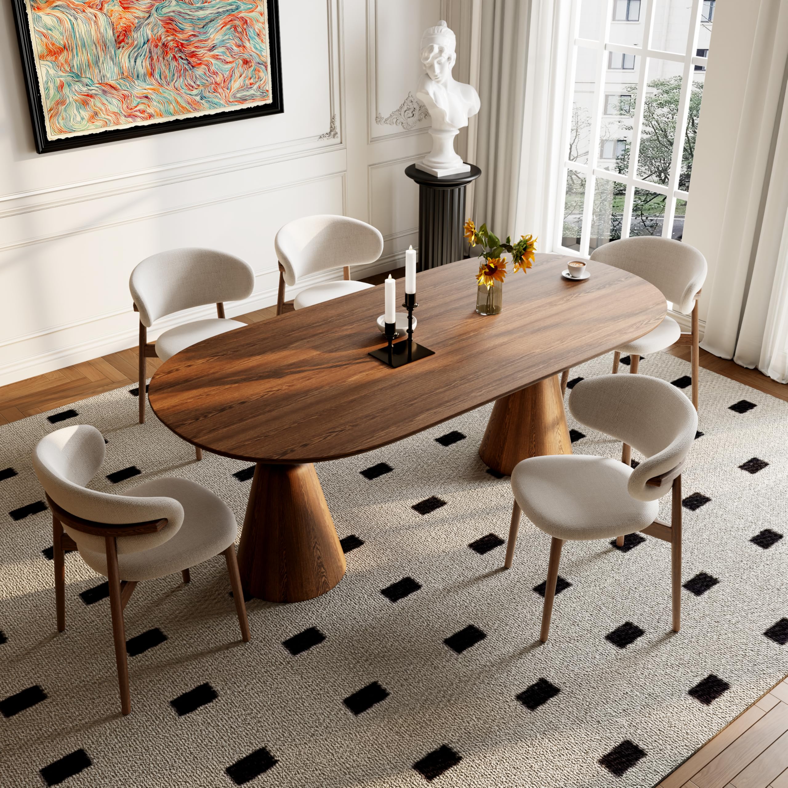 Solid Wood Dining Chairs Set of 2, Modern Upholstered Dining Chair High ...