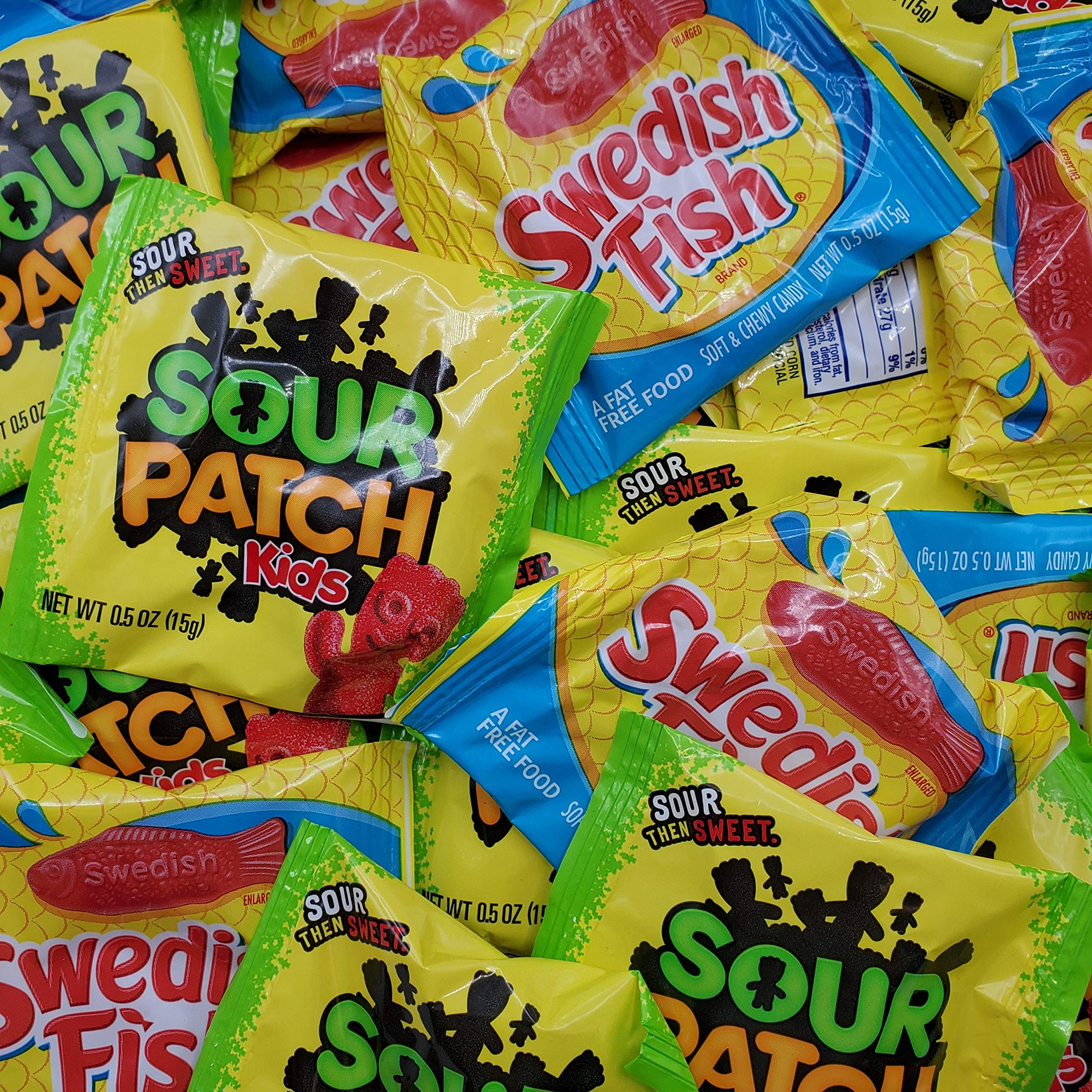 Sour Patch Kids, Swedish Fish, Fun size Candy Mix, Treat Size Bags, (4 ...