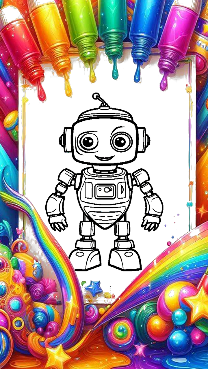 Robot Drawing & Coloring Pages: Creative Sketch Pad for Children ...