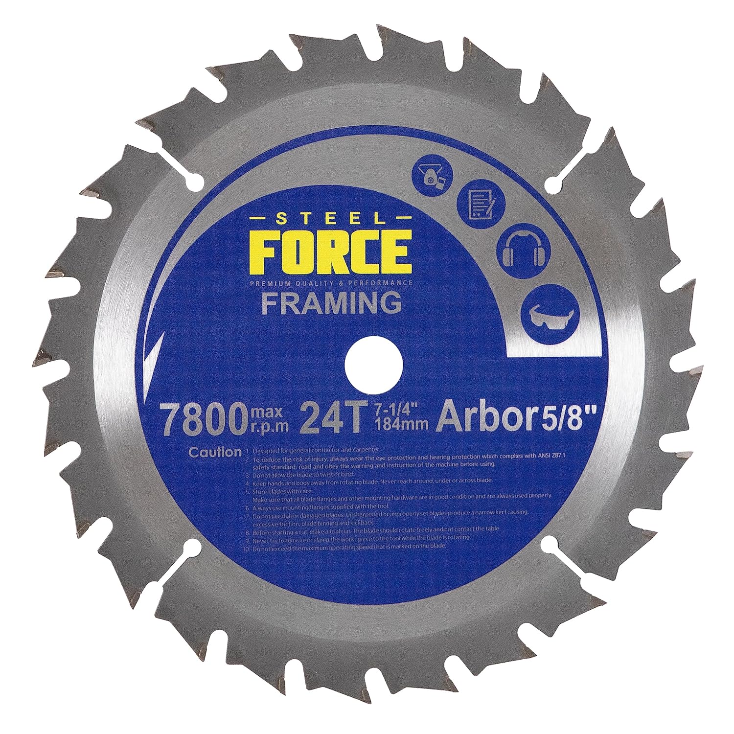 Steel Force WC7224 7-1/4 Inch 24T with 5/8 Inch Arbor TCT Circular Saw ...