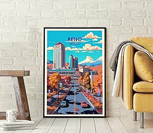 Amazon.com: Reno Travel Poster, Nevada Poster, Reno Poster, Reno Print ...