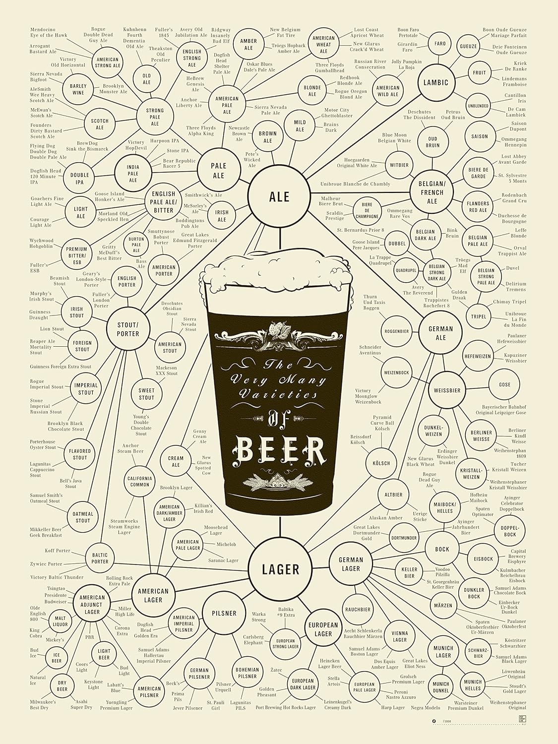 Amazon.com: Beer Types Poster - The Very Many Varieties of Beer by Pop ...