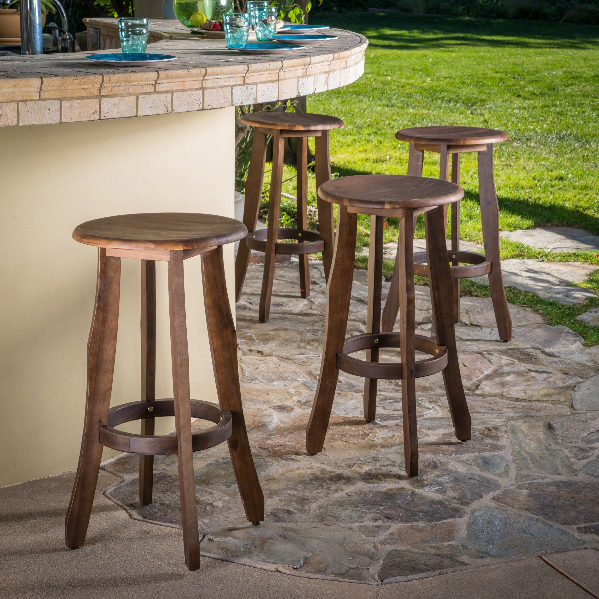 Rustic Patio Seating Stool Rustic Reclaimed Wood Garden Stool - Acacia ...