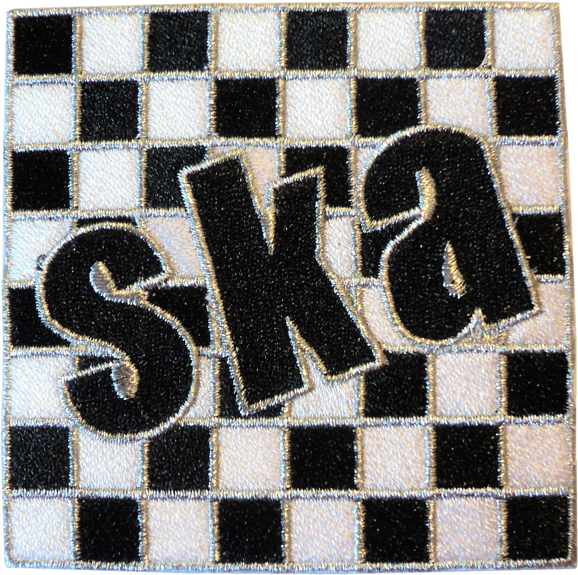Square SKA 2 Tone Black & White Chequerboard Iron/Sew On Embroidered ...