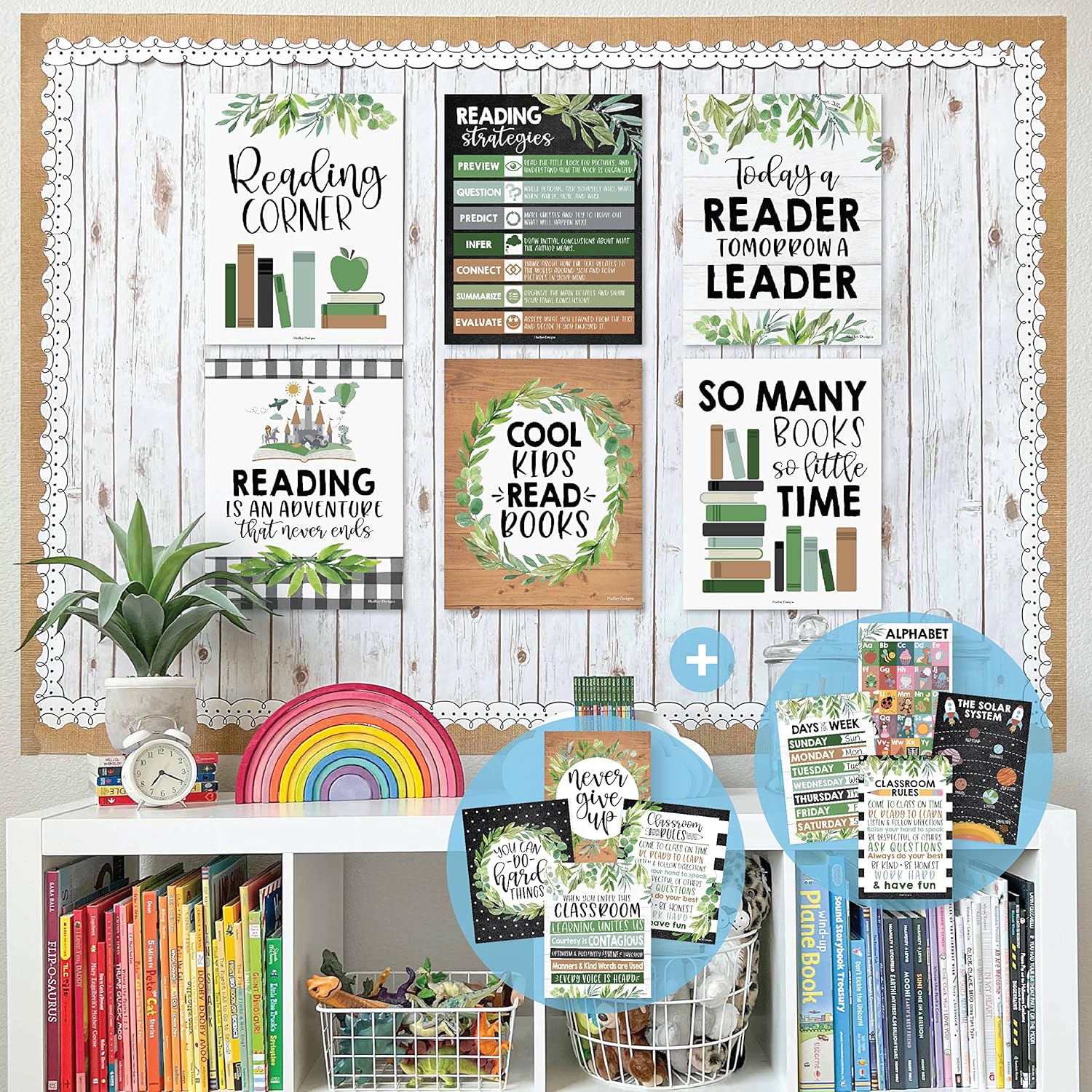 Amazon.com: 6 Farmhouse Reading Posters For Classroom Library ...