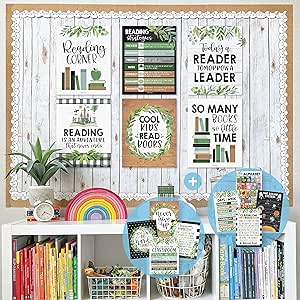 Amazon.com: 6 Farmhouse Reading Posters For Classroom Library ...