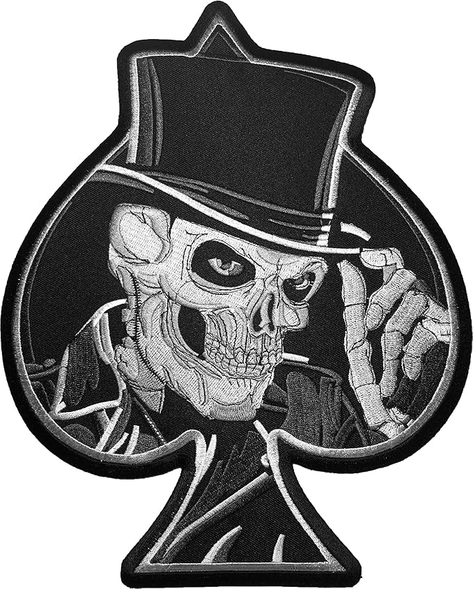 Amazon.com: [Large Size] Papapatch Top Hat Skull Spades Card Biker ...