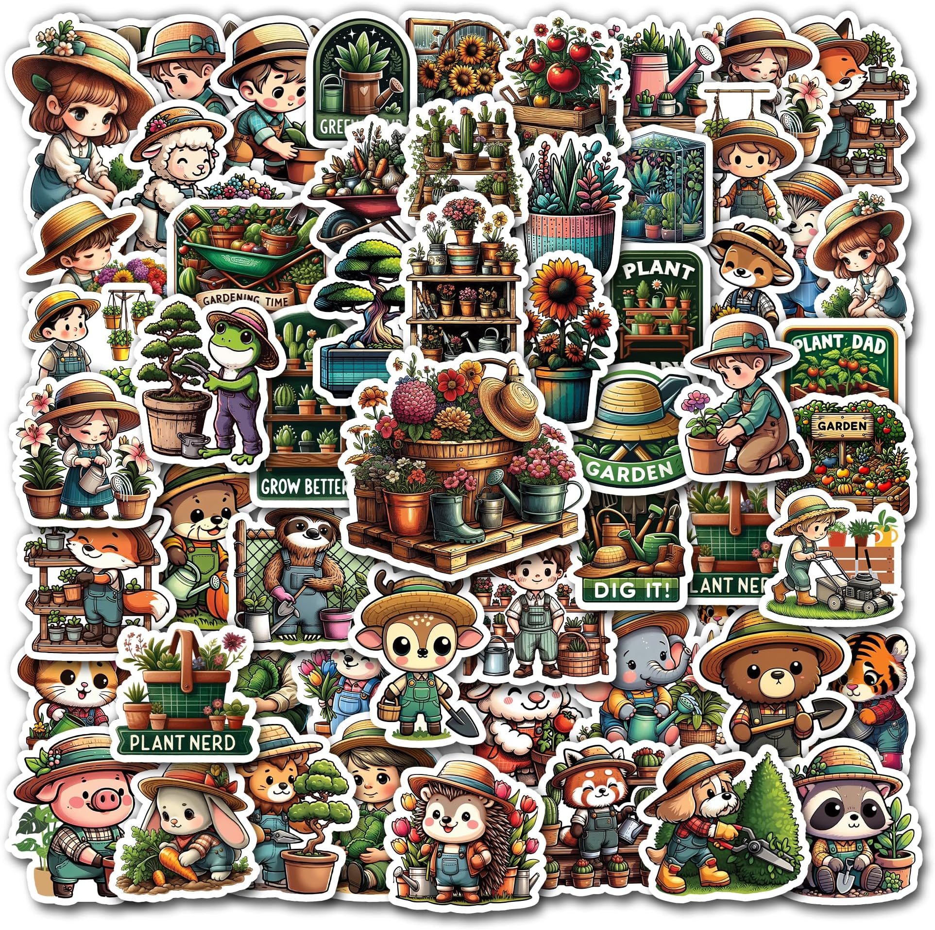 Amazon.com: 100Pcs Cute Lovely Green Plants Stickers Hydroflasks Water ...