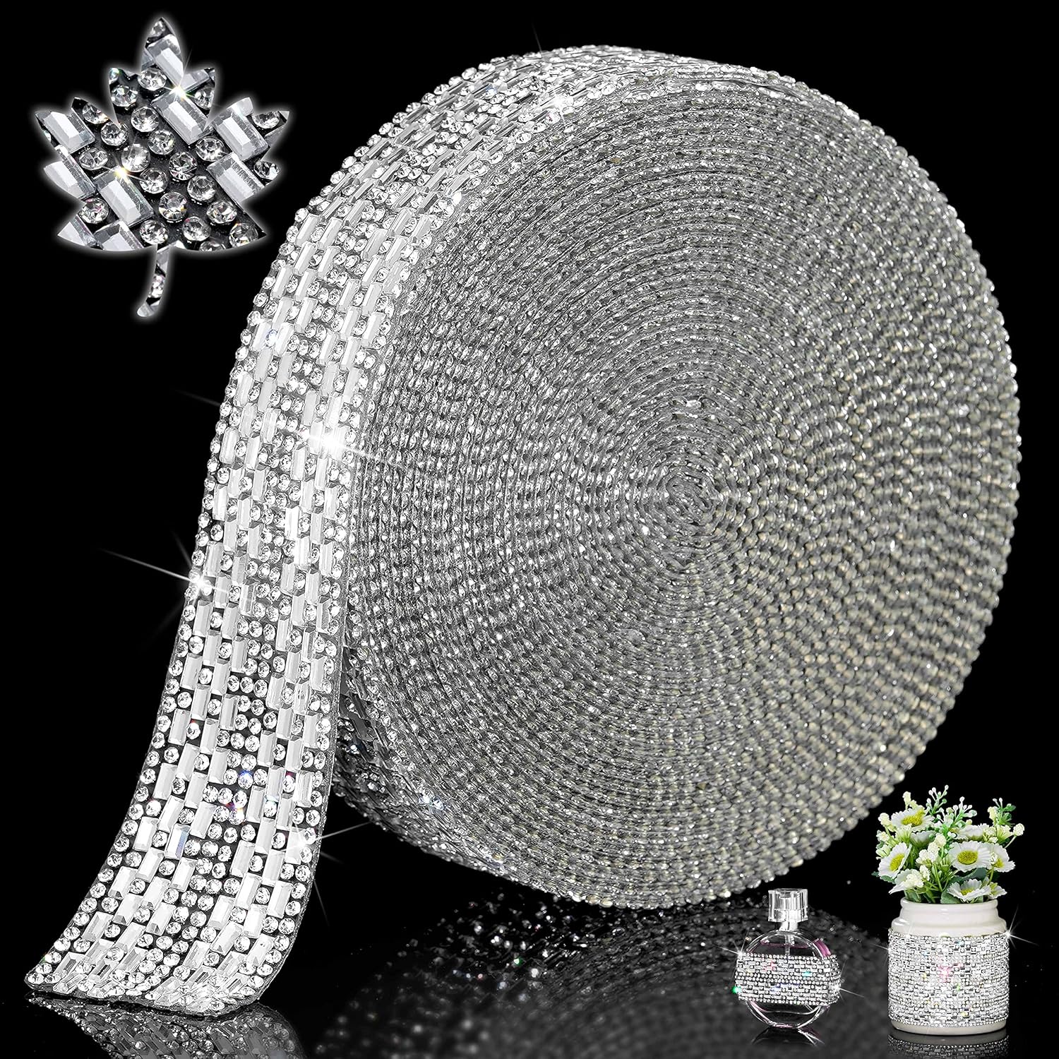 Amazon.com: Locacrystal Bling Rhinestone Ribbon DIY Iron-on Crystal ...