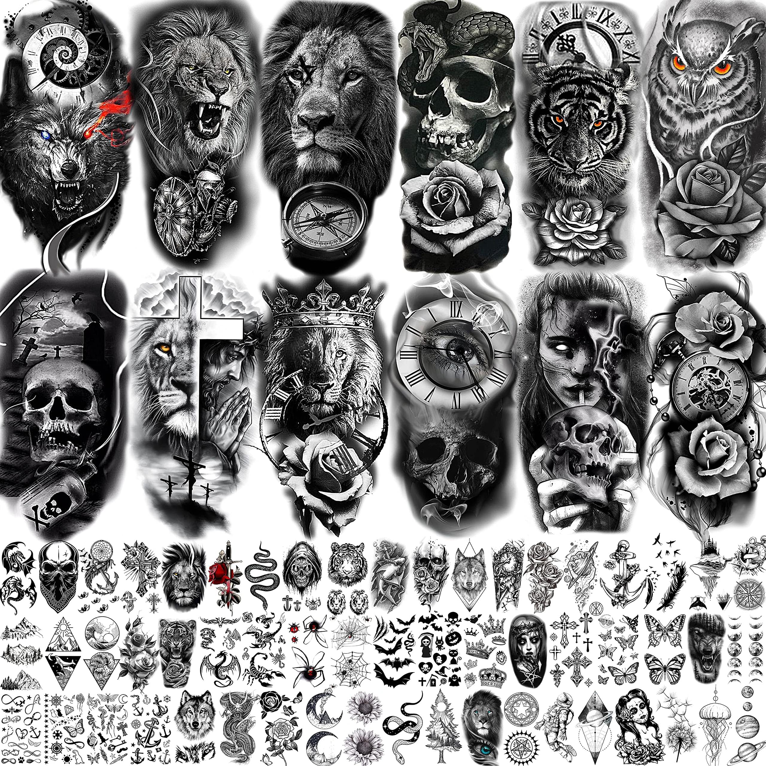 Amazon.com : VANTATY 20 Sheets Extra Large Full Arm Temporary Tattoos ...