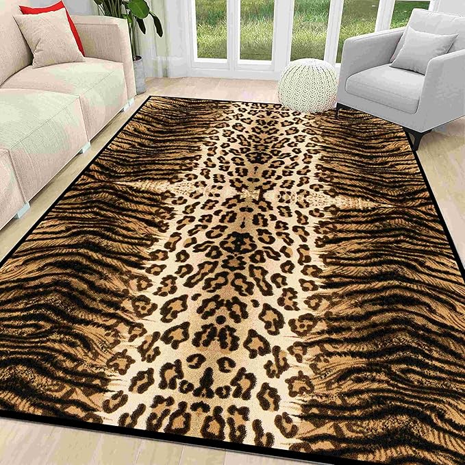Amazon.com: Leopard Print Area Rug, 5x6ft, Fashion Soft Cheetah Animal ...