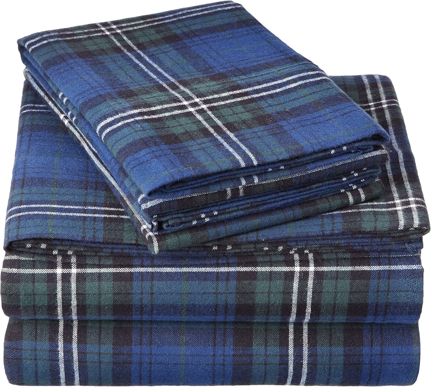 Amazon.com: Amazon Brand – Pinzon Plaid Flannel Bed Sheet Set - King ...