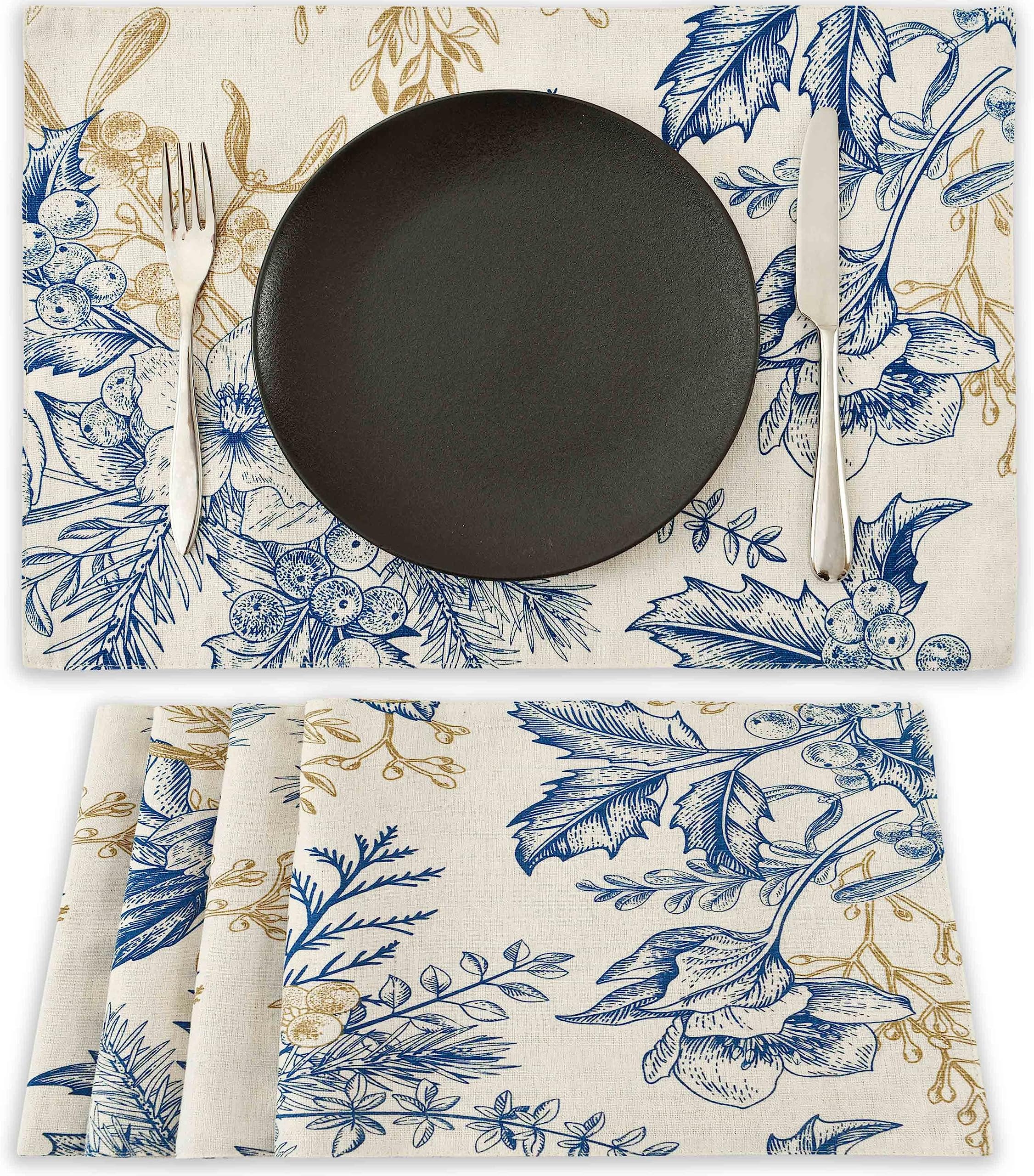 Amazon.com: Zaueky Place Mat Set of 4 Old Village Cotton Linen ...